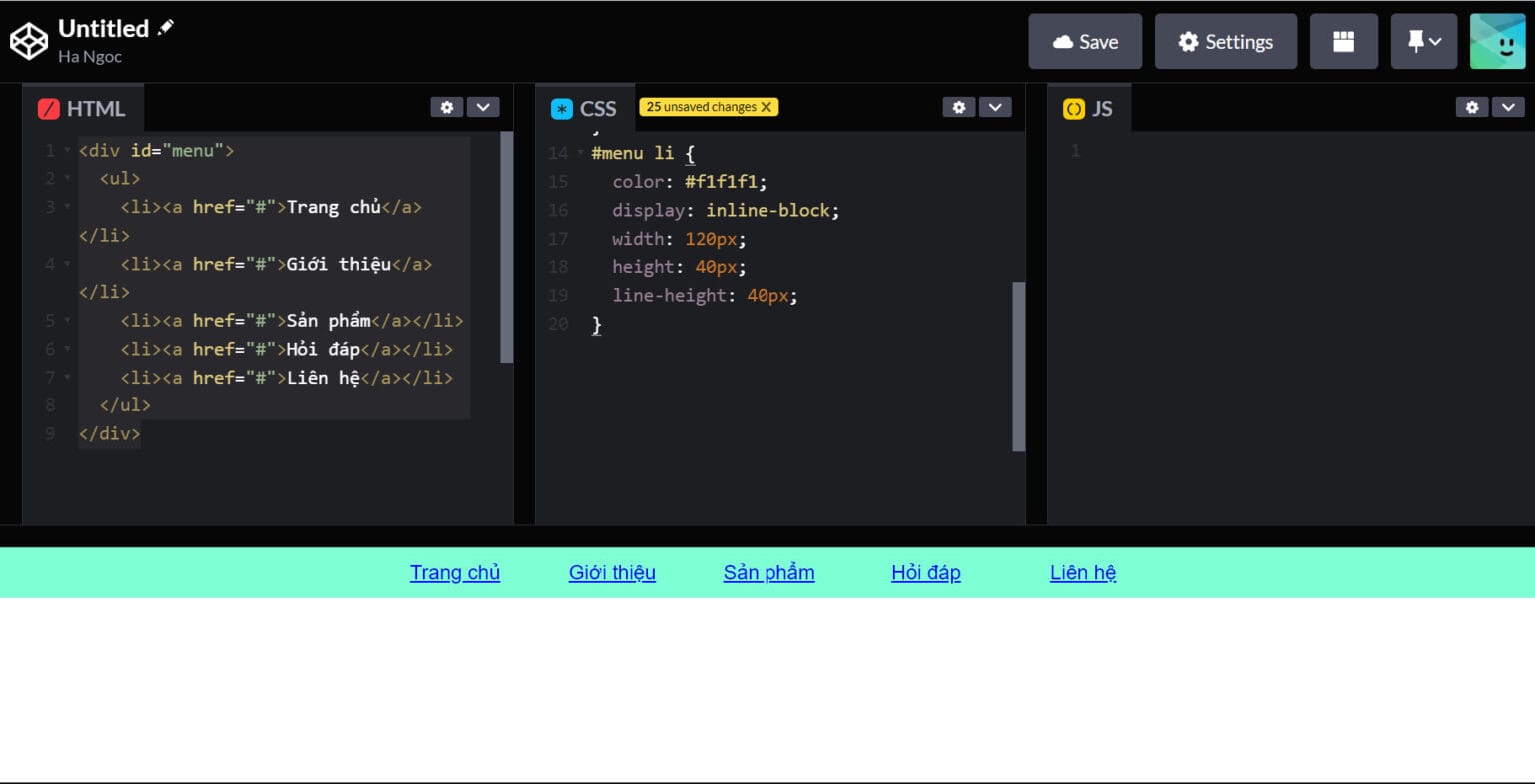 3 bước đơn giản để tạo menu trong HTML & CSS kiểu ngang, dọc