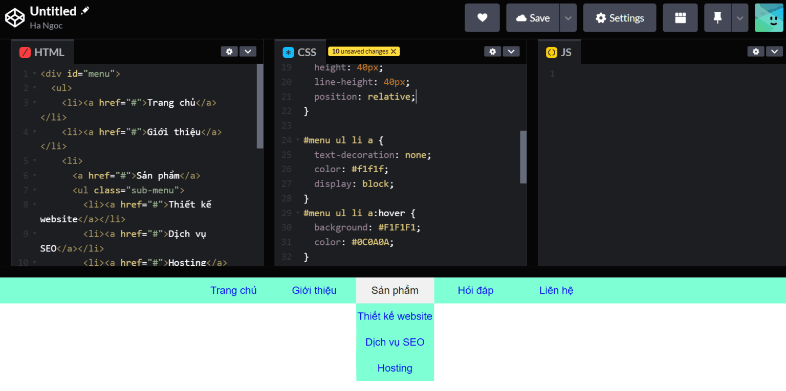 3 bước đơn giản để tạo menu trong HTML & CSS kiểu ngang, dọc