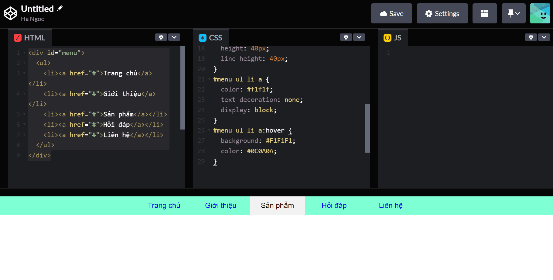 3 bước đơn giản để tạo menu trong HTML & CSS kiểu ngang, dọc